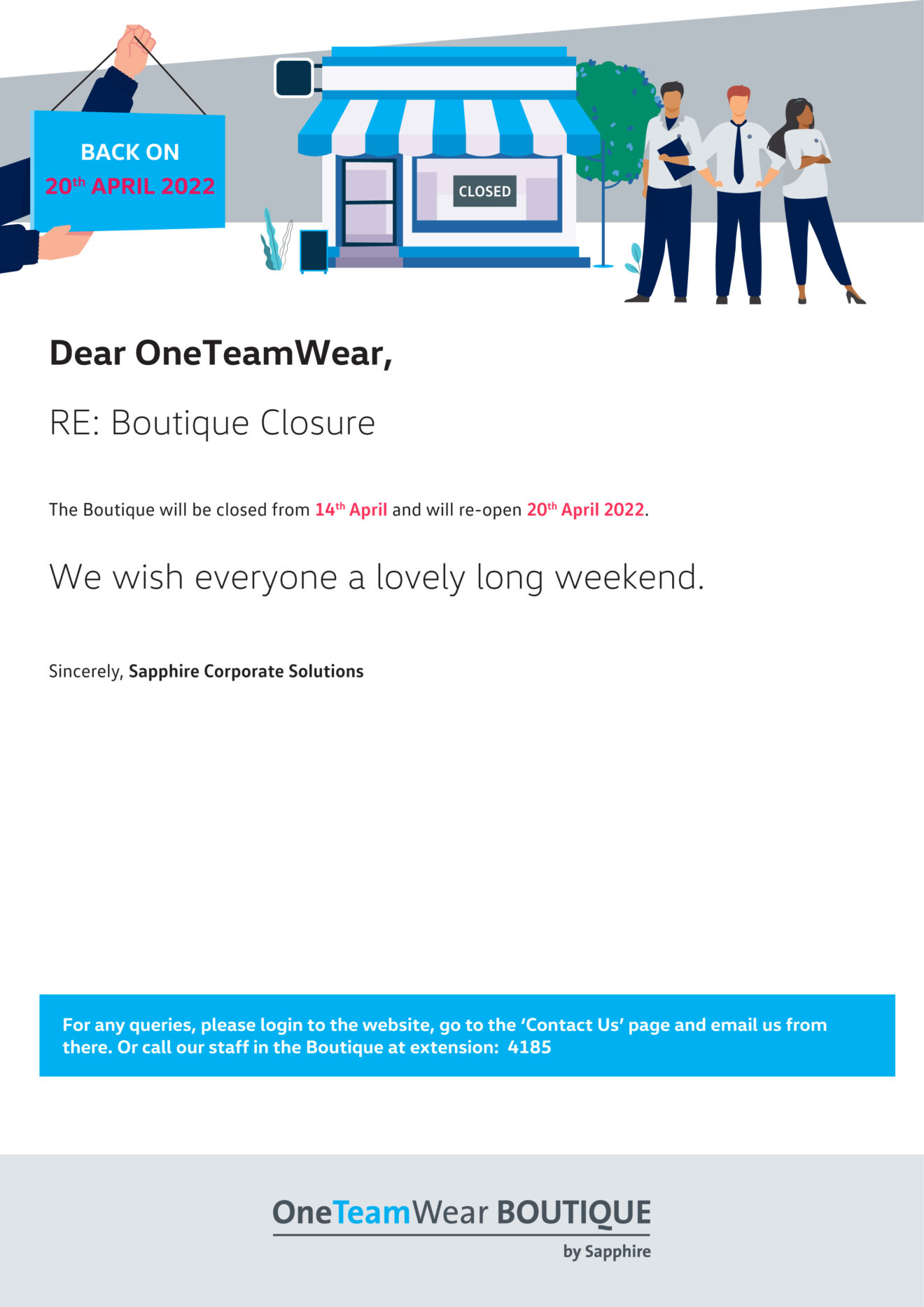 OneTeamWear Store Closure Notice – Volkswagen OneTeamWear Boutique